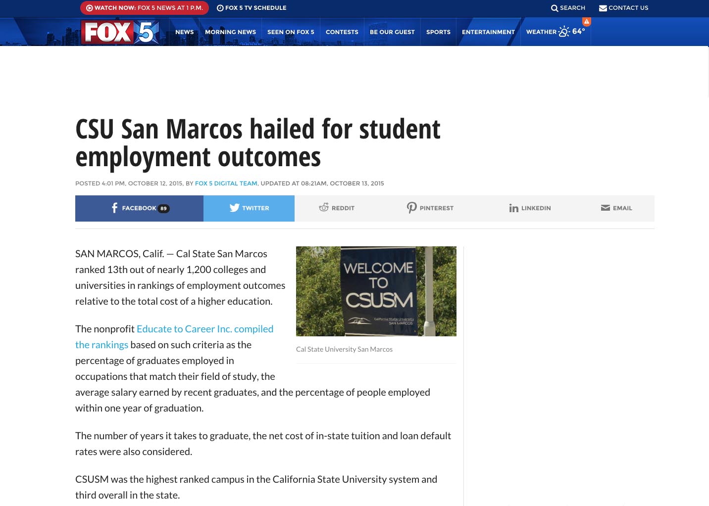CSUSM in the Headlines: Fall 2015 Review