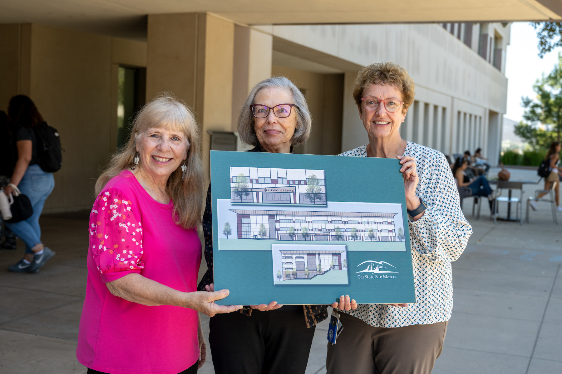 Retired library employees (left to right) Cathie Dorsett, Marion Reid ...
