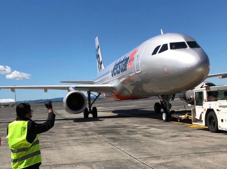 Jetstar’s first international flight since early April takes off
