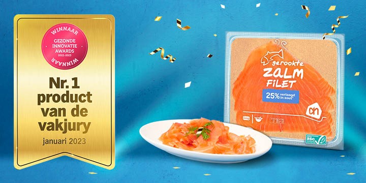 Albert Heijn Gerookte Zalm 25% minder zout wint Gezonde Innovatie Award