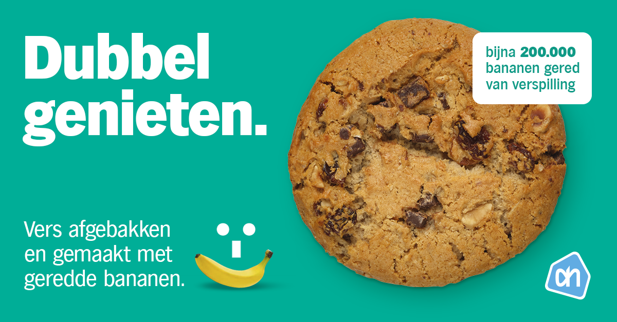 Albert Heijn introduceert bananen chocolade cookies van geredde bananen