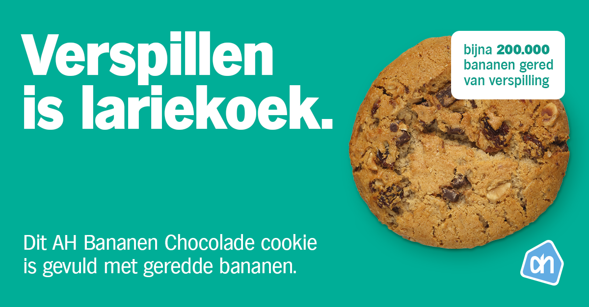 Albert Heijn introduceert bananen chocolade cookies van geredde bananen