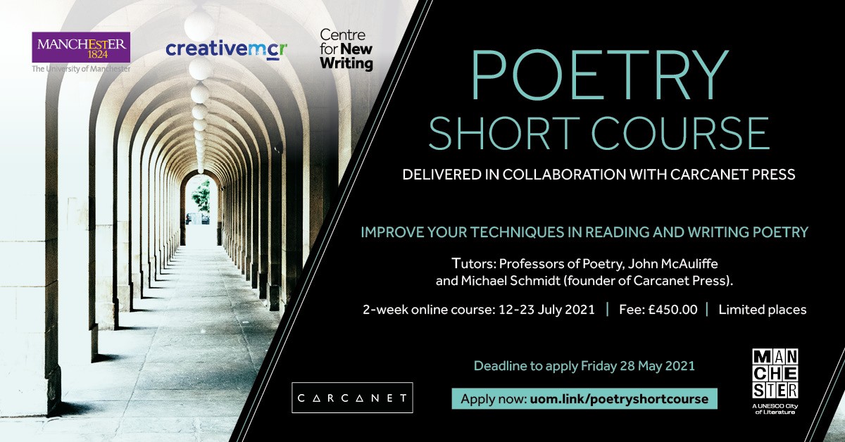 Poetry Short Course announced by the University and Carcanet Press