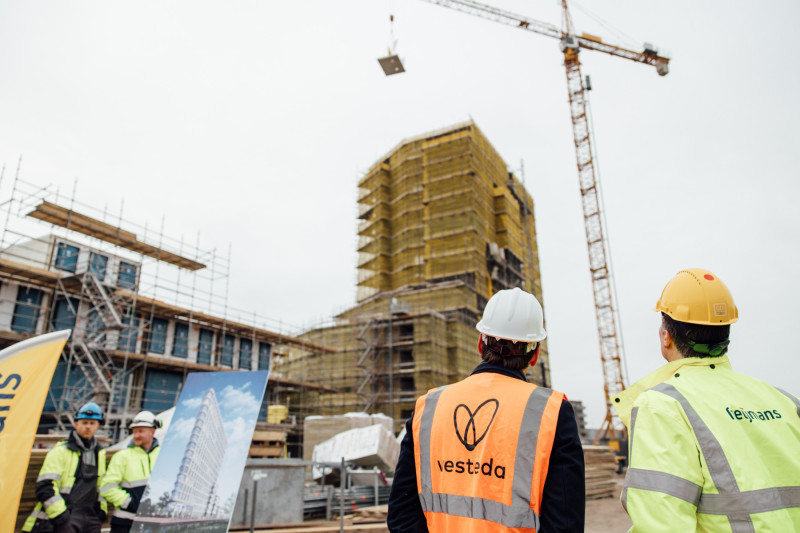 Hoogste punt woontoren Vesteda bereikt bij project Podium