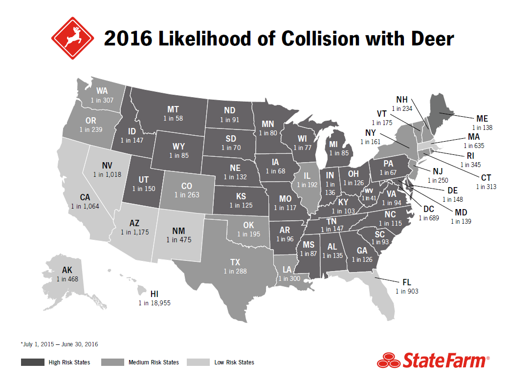 2016 deer collision data