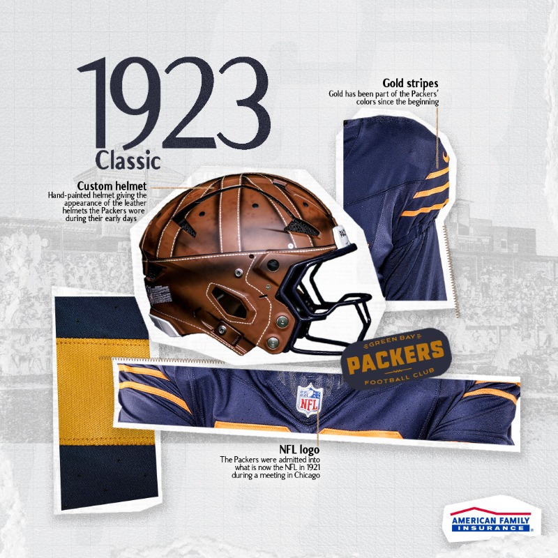 Packers introduce 1923-inspired classic uniform, leather-look helmet