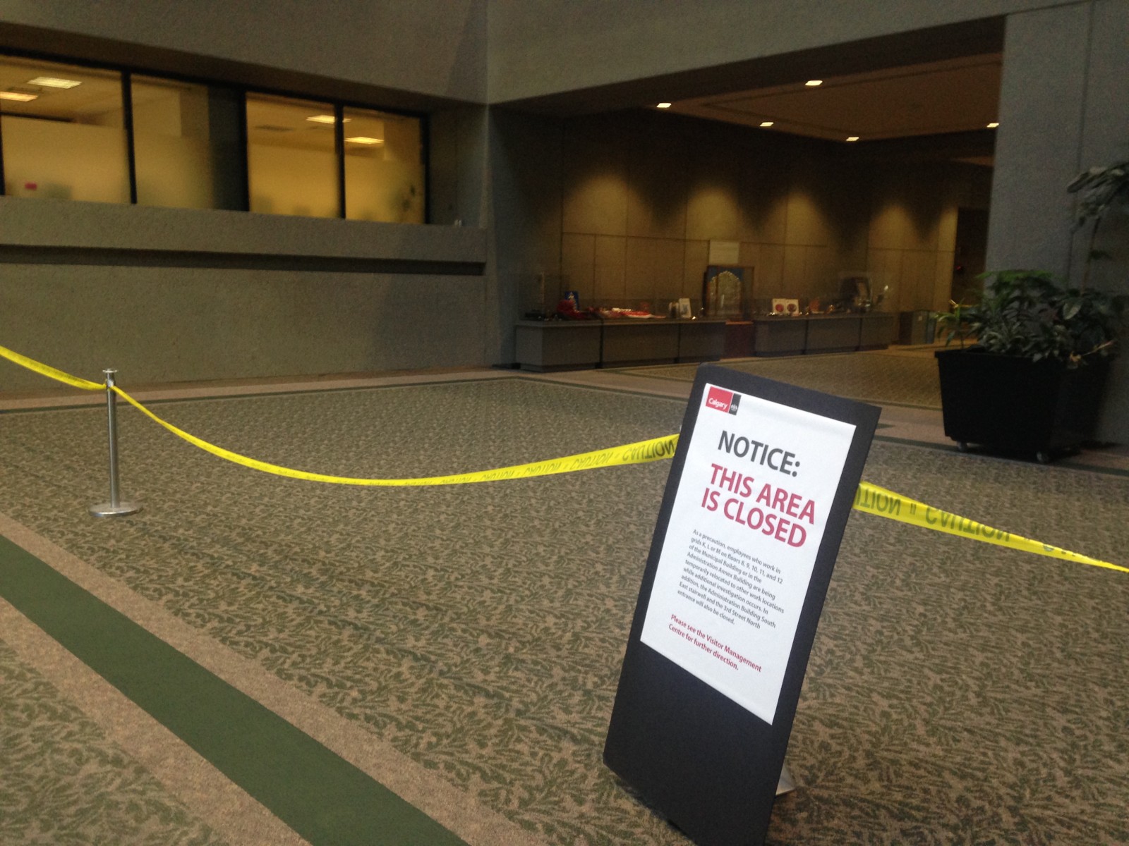 Temporary closure within the Municipal Building, northeast corner