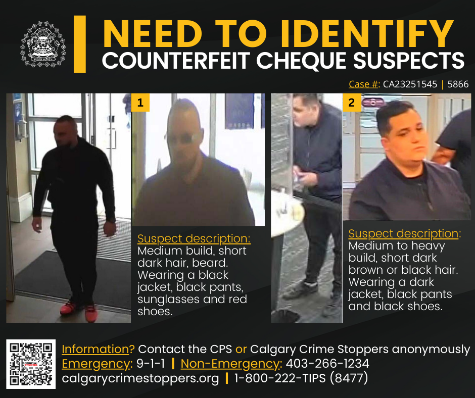 Police seek public assistance in counterfeit cheque case