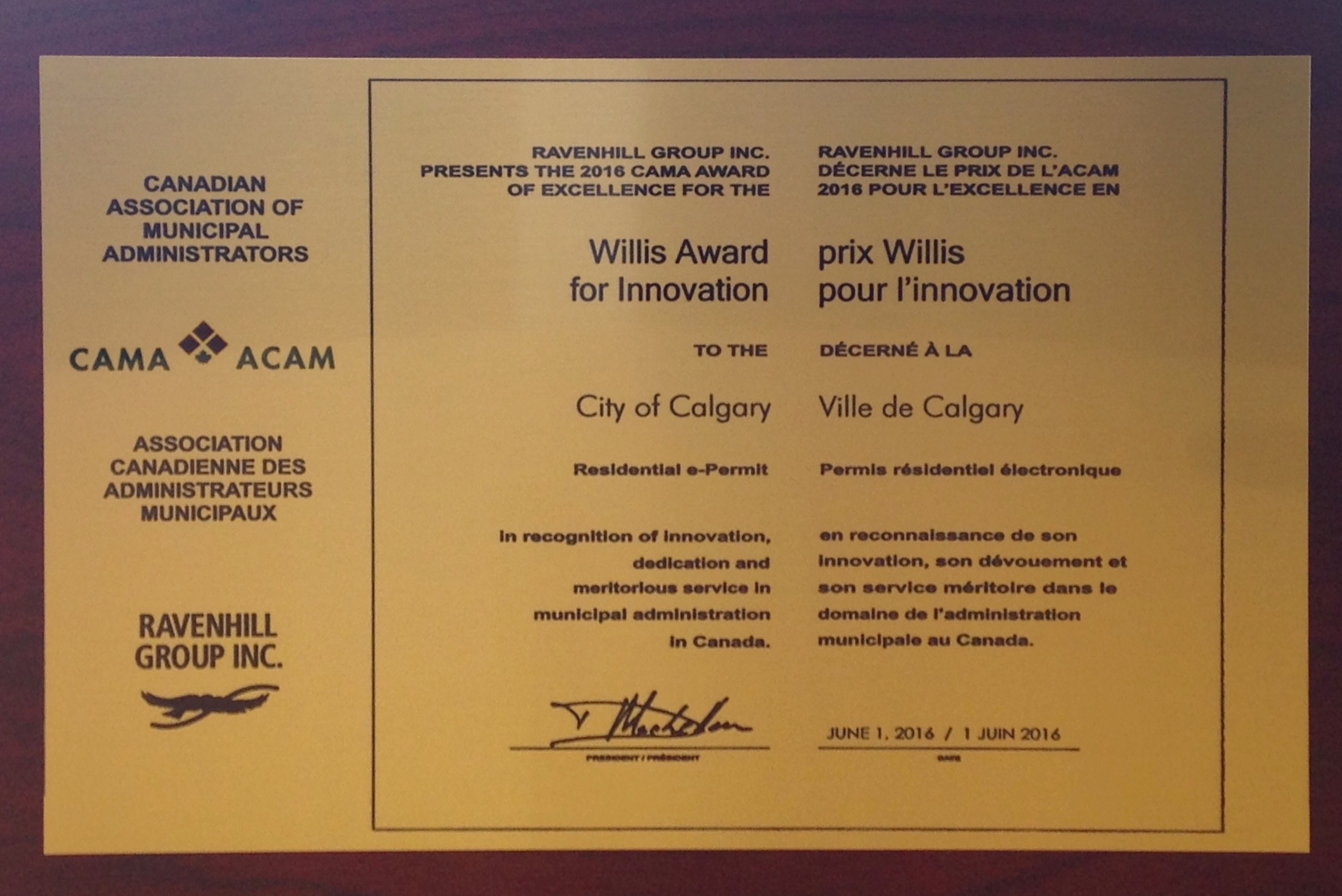The City of Calgary wins National Innovation Award
