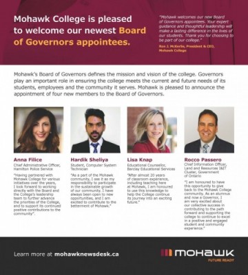 Mohawk appoints new Chair, appointees to Board of Governors