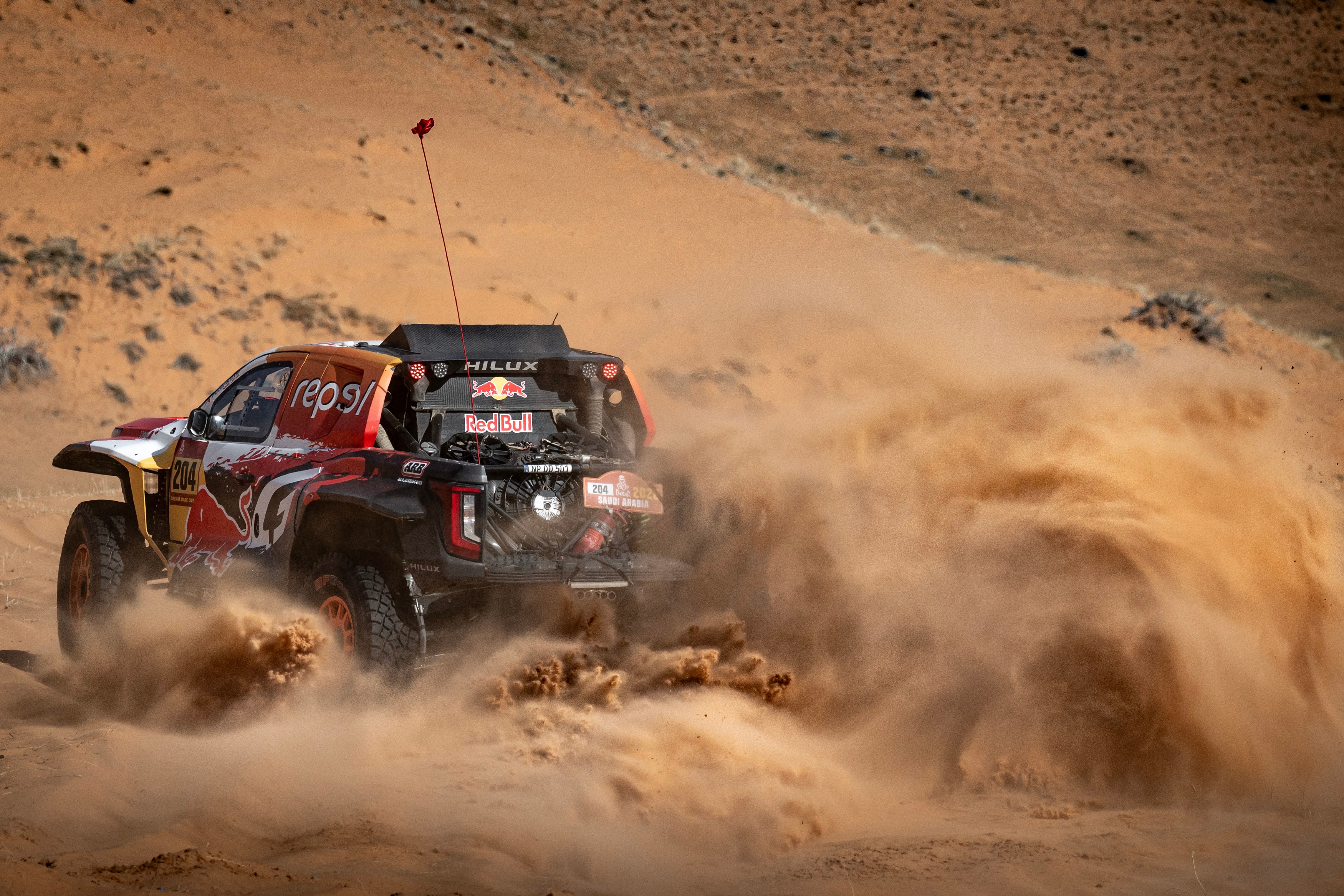 TOYOTA GAZOO Racing W2RC fighting at the front on Stage 6 of the Dakar ...