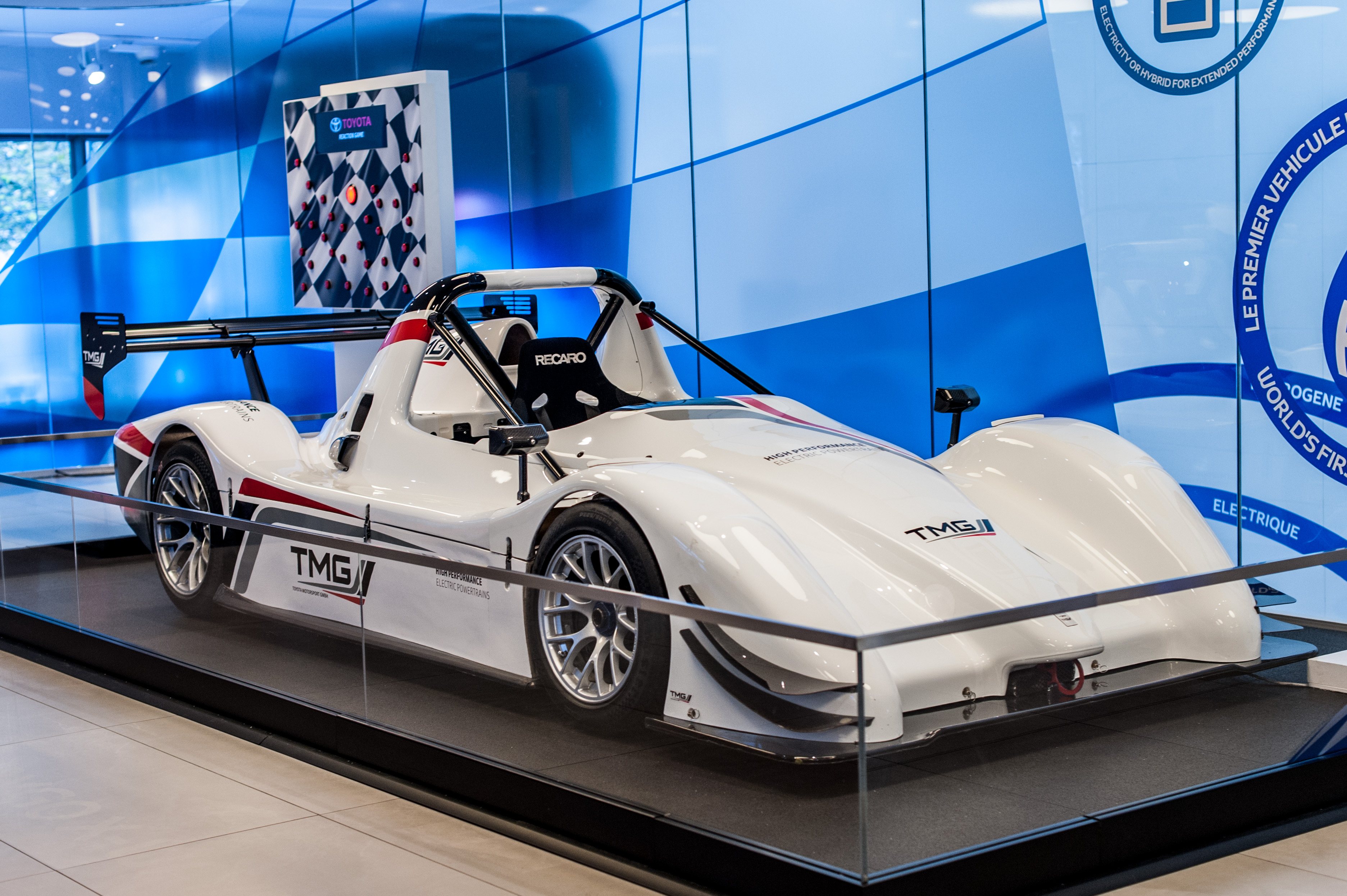Sustainable mobility display at Le Rendez-Vous Toyota Showroom in Paris