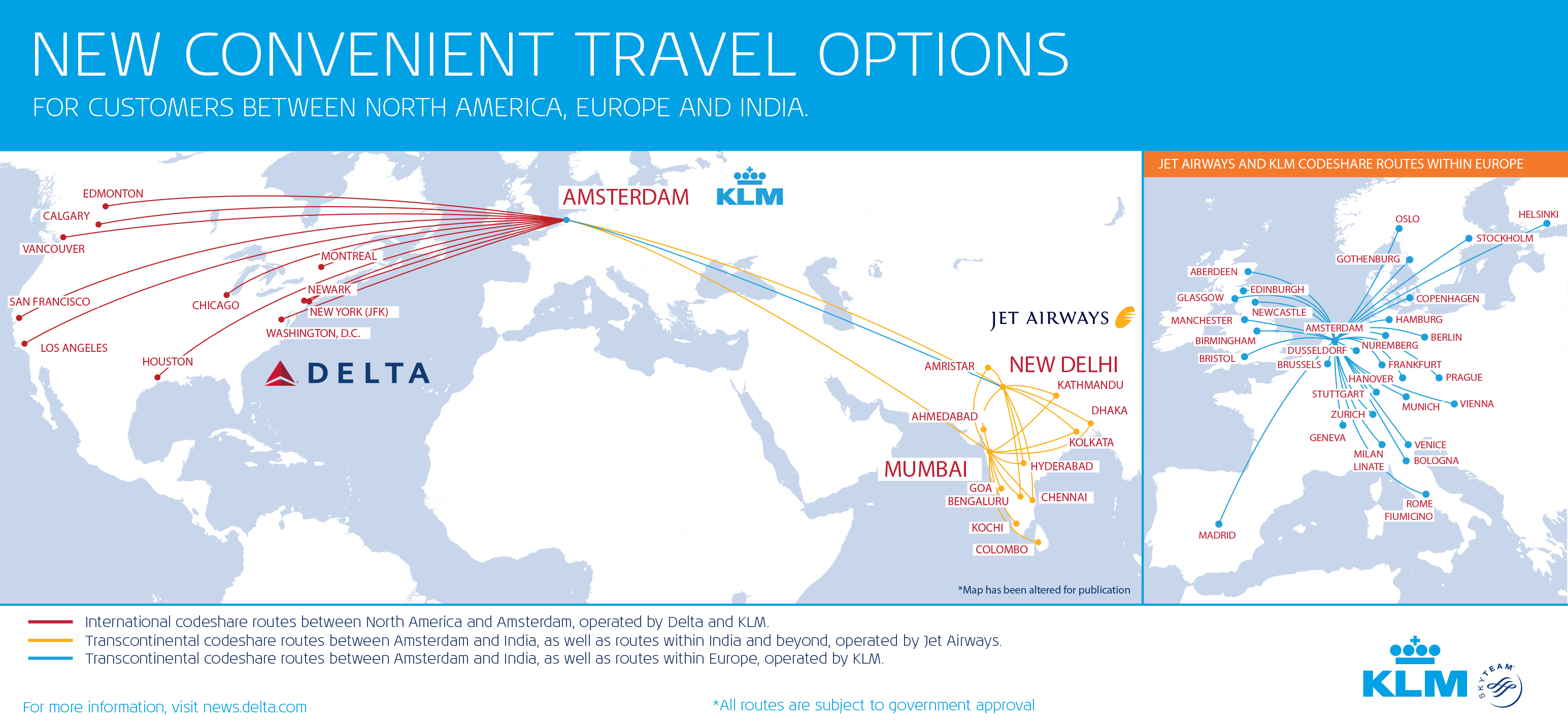 Delta and KLM announce codeshare partnership with Jet Airways via ...