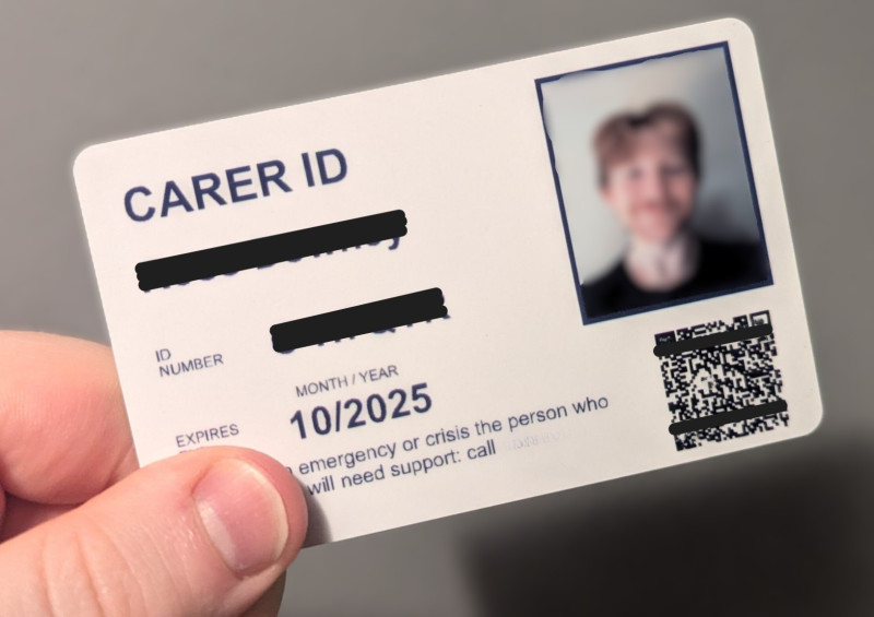 Identification card unlocking recognition for unpaid carers