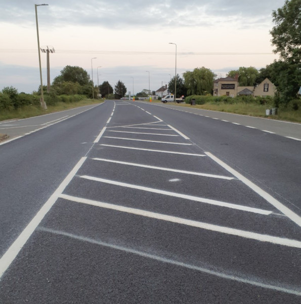 Road marking work in progress after first phase of major highway ...