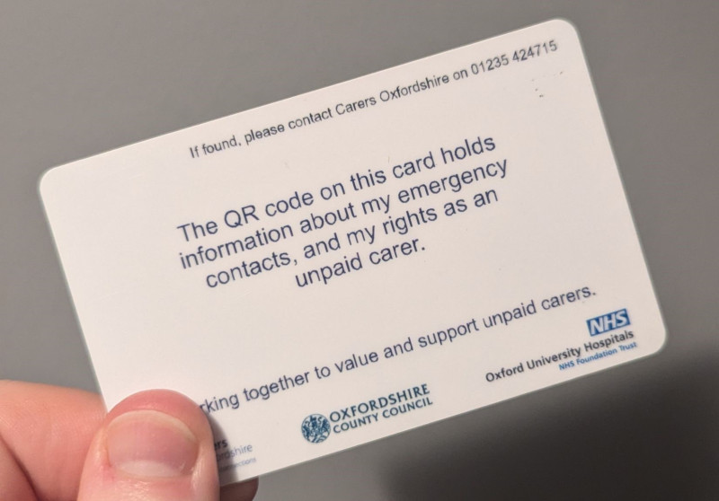 Identification card unlocking recognition for unpaid carers