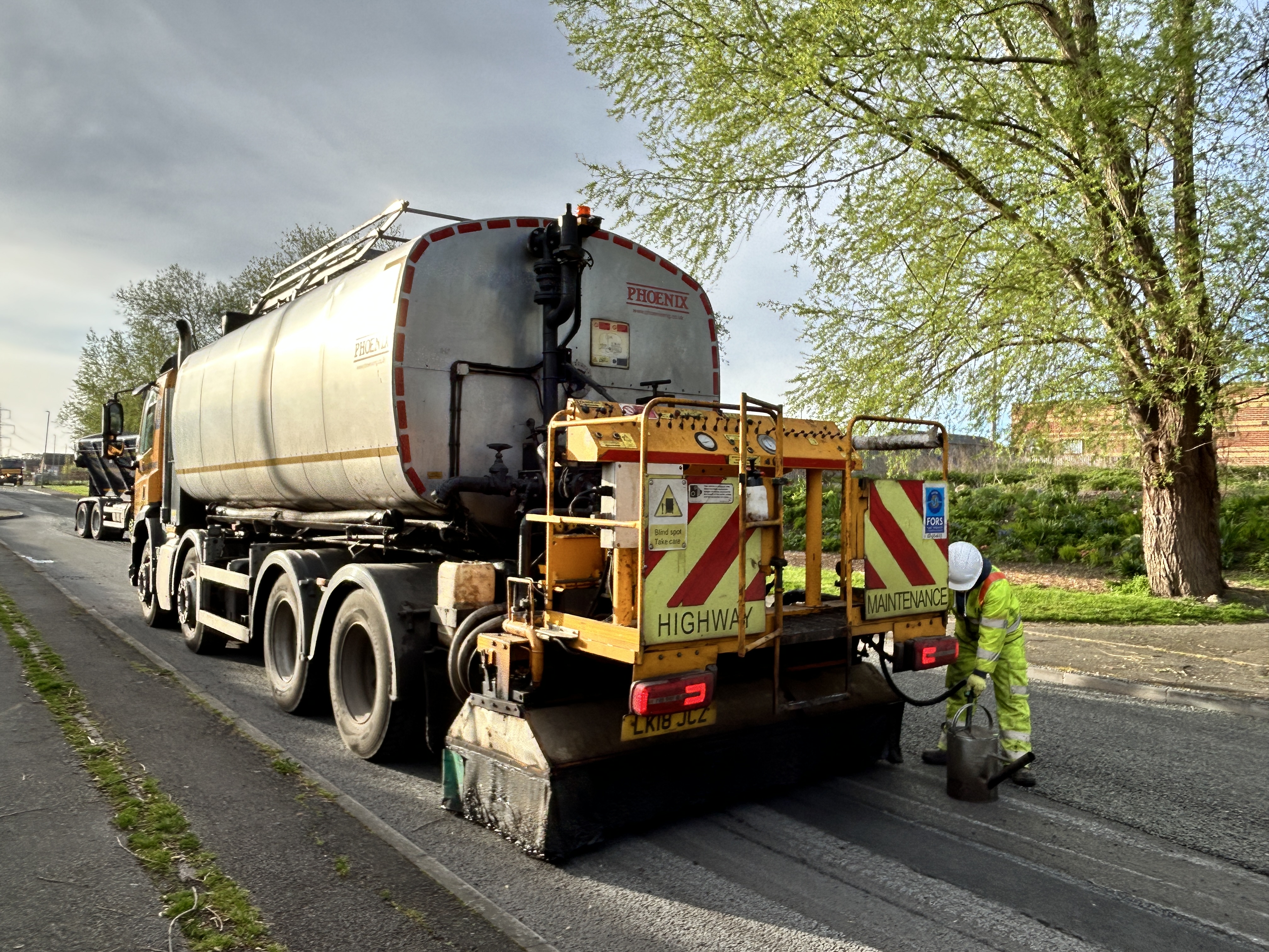 Road marking work in progress after first phase of major highway ...