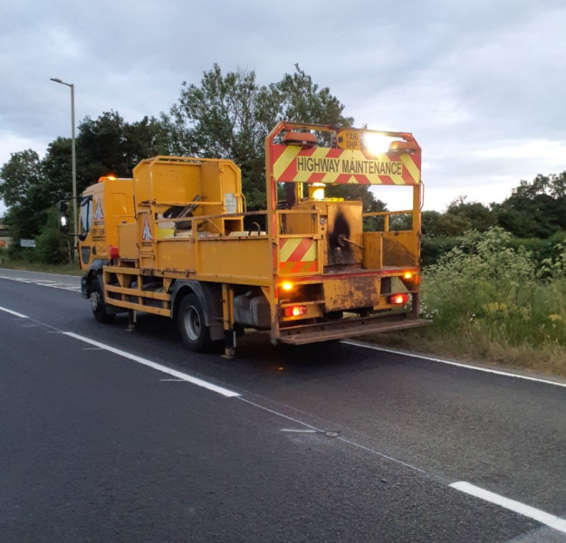 Road marking work in progress after first phase of major highway ...