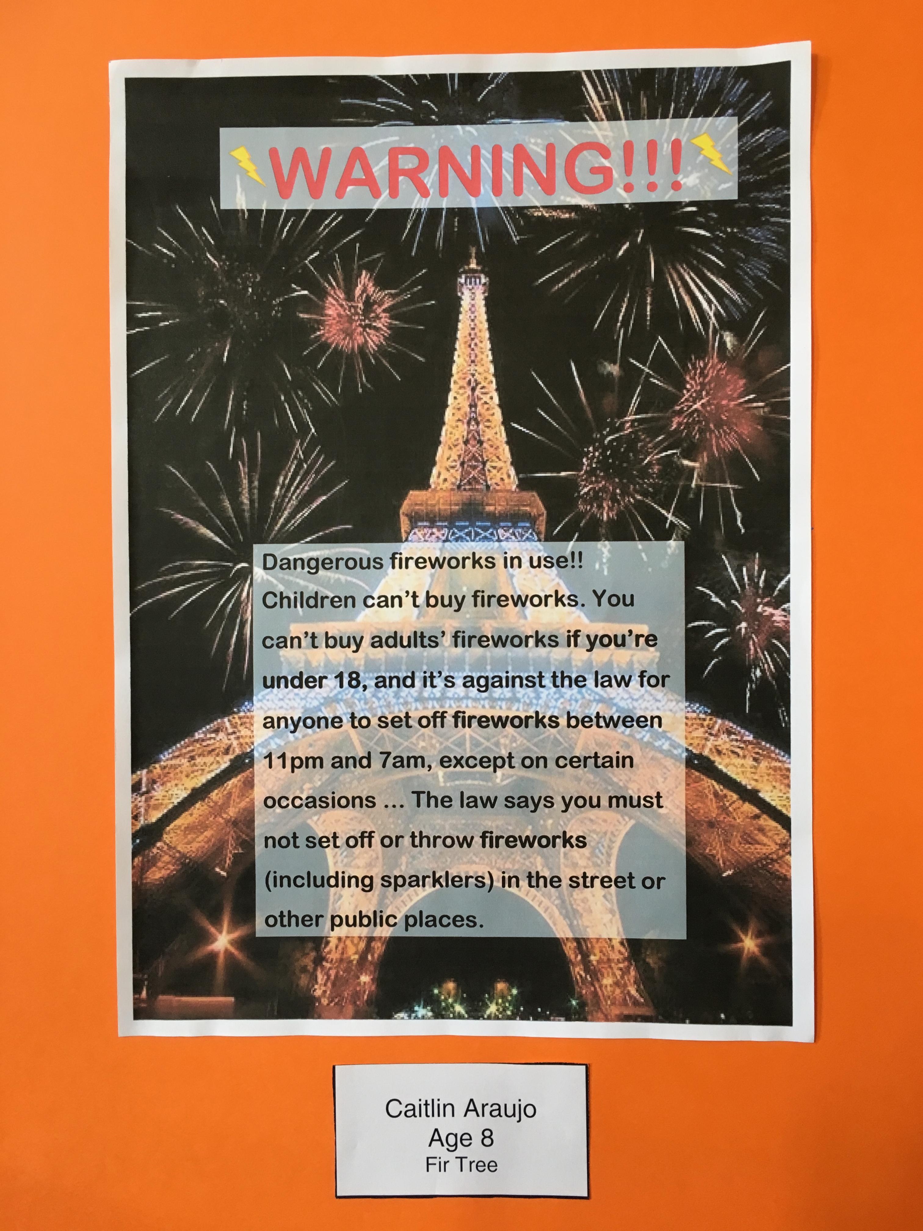 Bright sparks win fireworks safety poster competition
