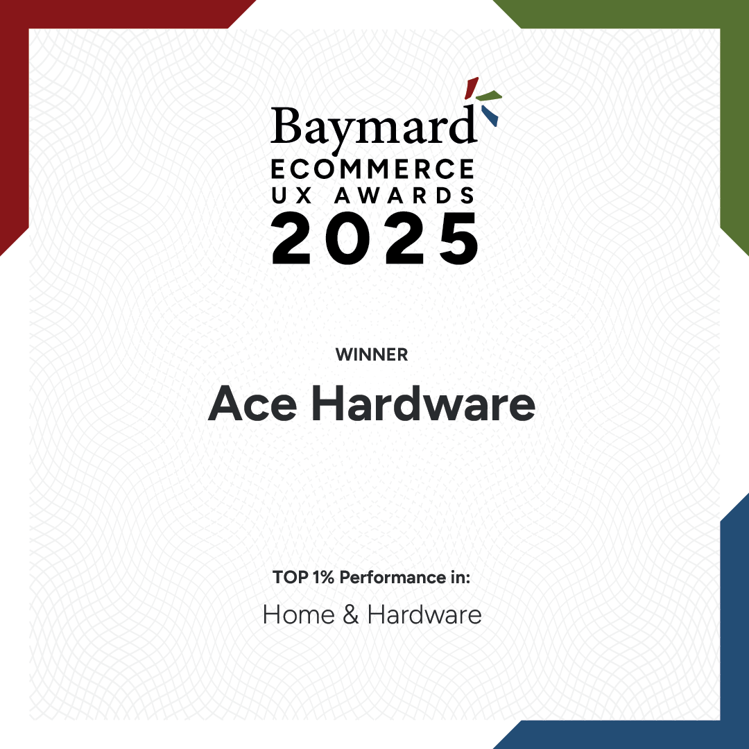 Ace Hardware Recognized as 2025 Baymard Ecommerce UX Award Winner