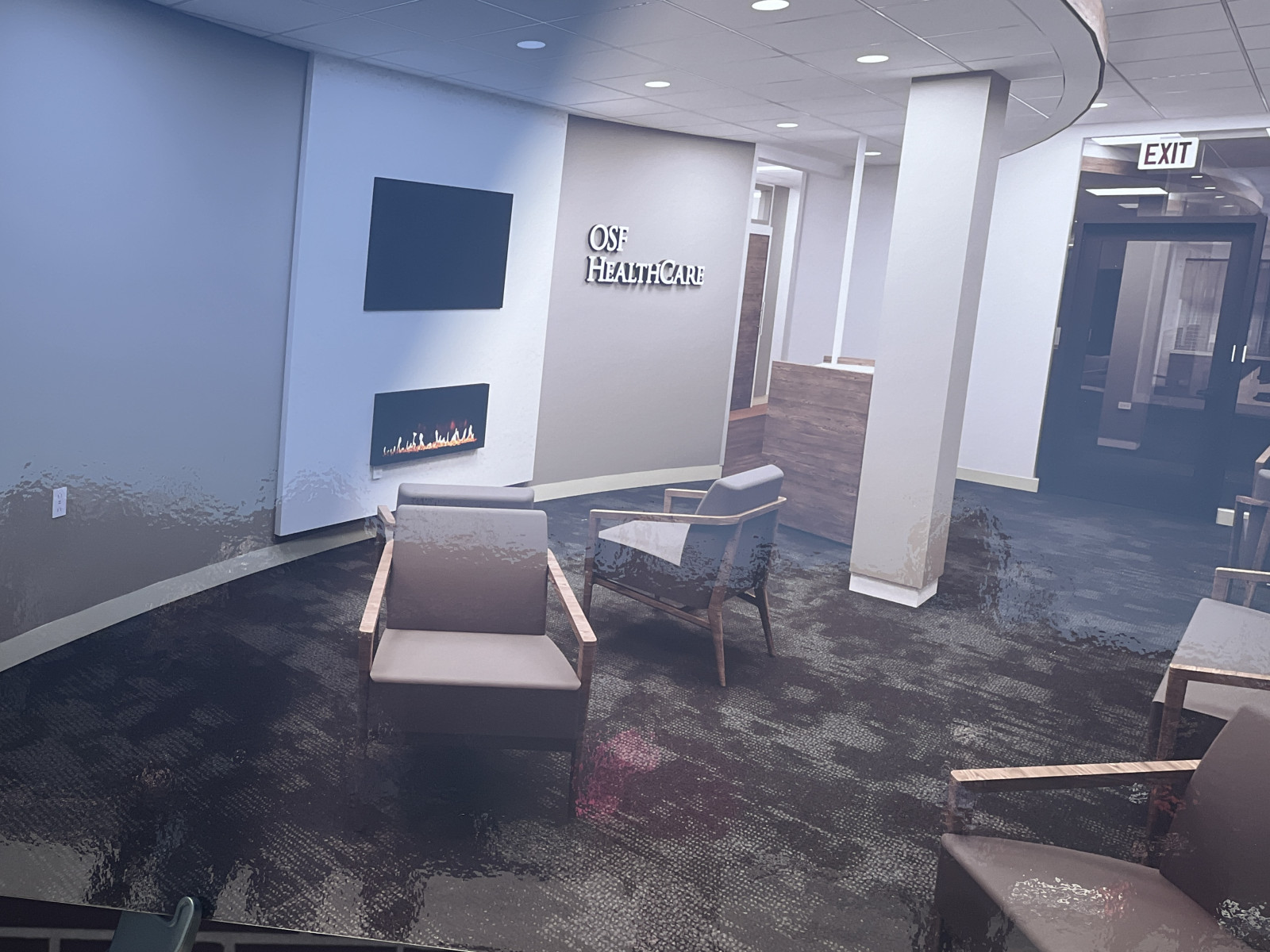 lobby view rendering for 55+ clinic