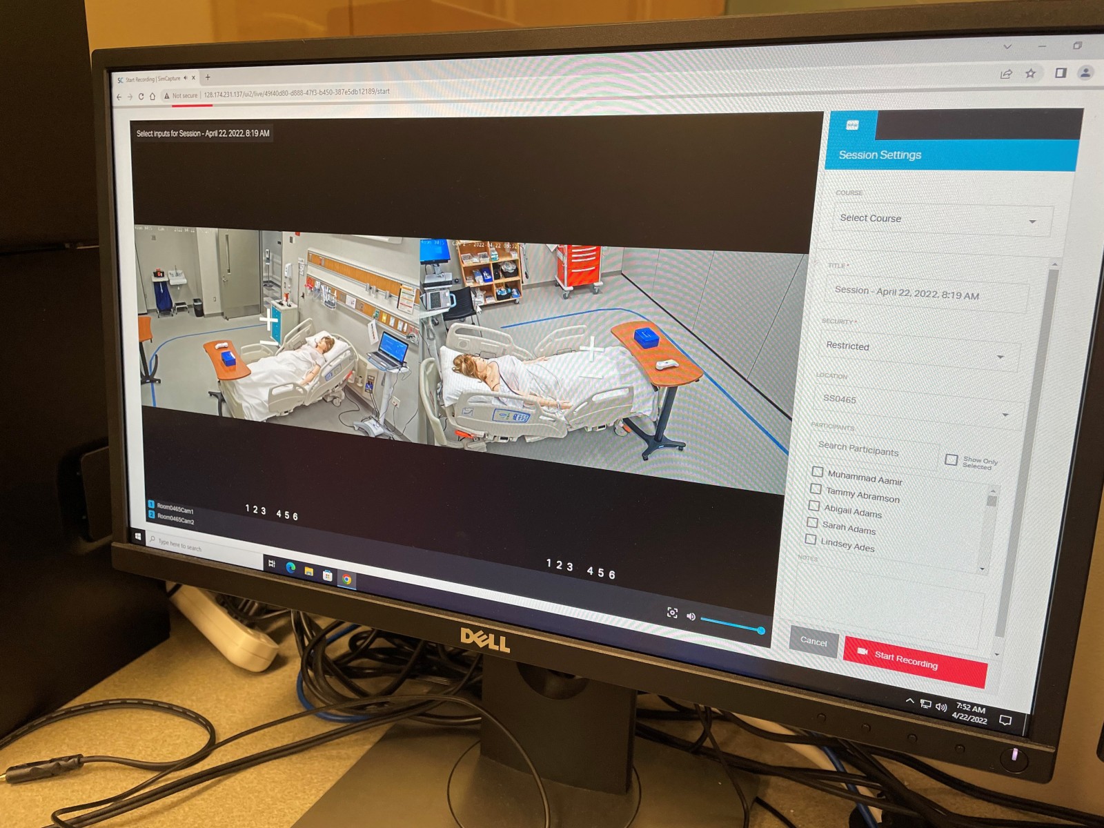 Escape room control room monitor