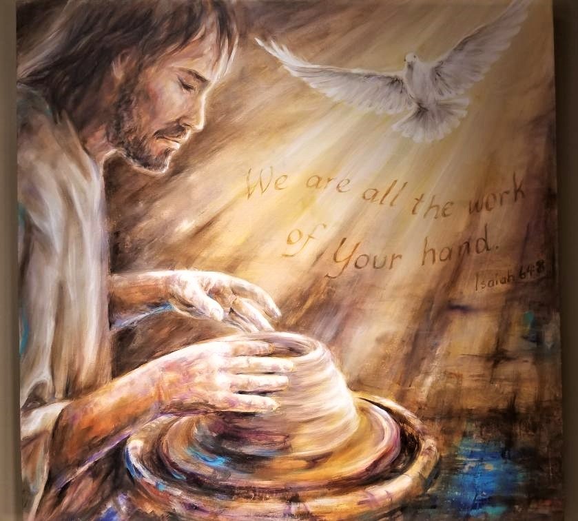 Jesus at pottery wheel