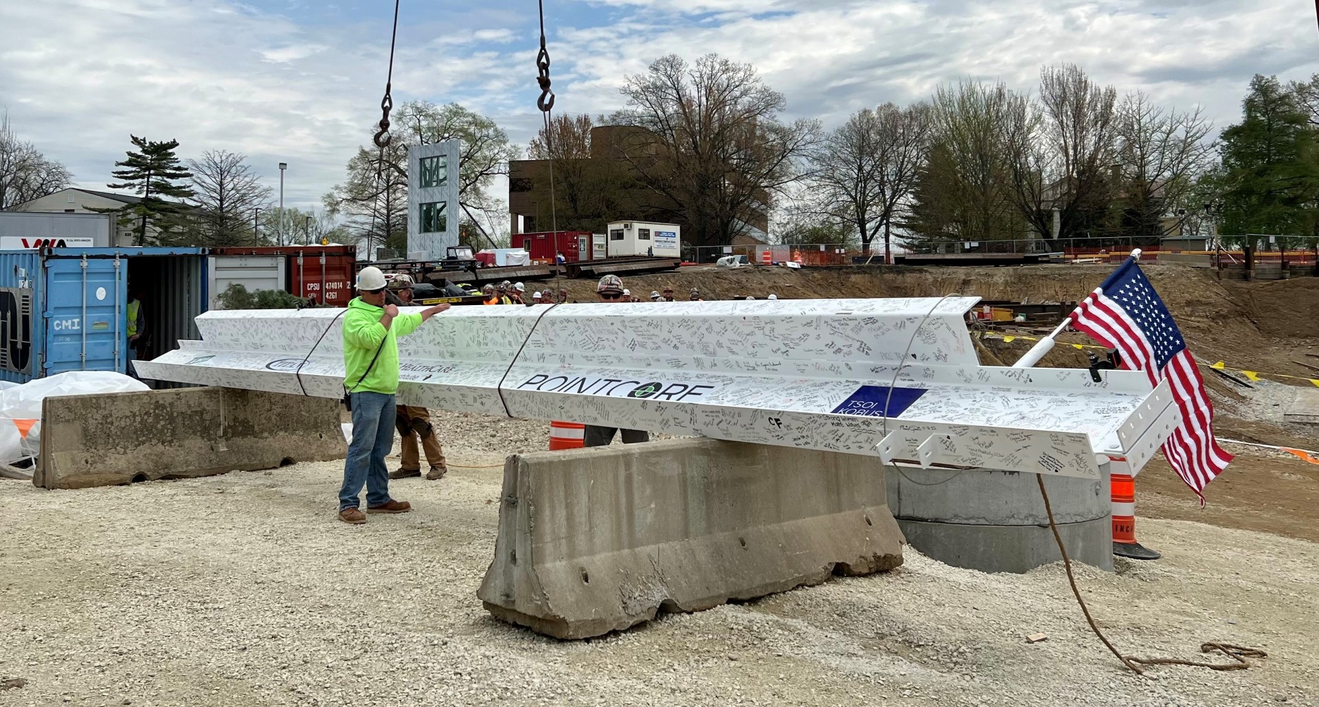 Topping off - setting beam up - ground
