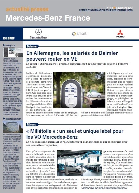 La lettre d'information de Mercedes-Benz France de NOVEMBRE 2013 est en ...