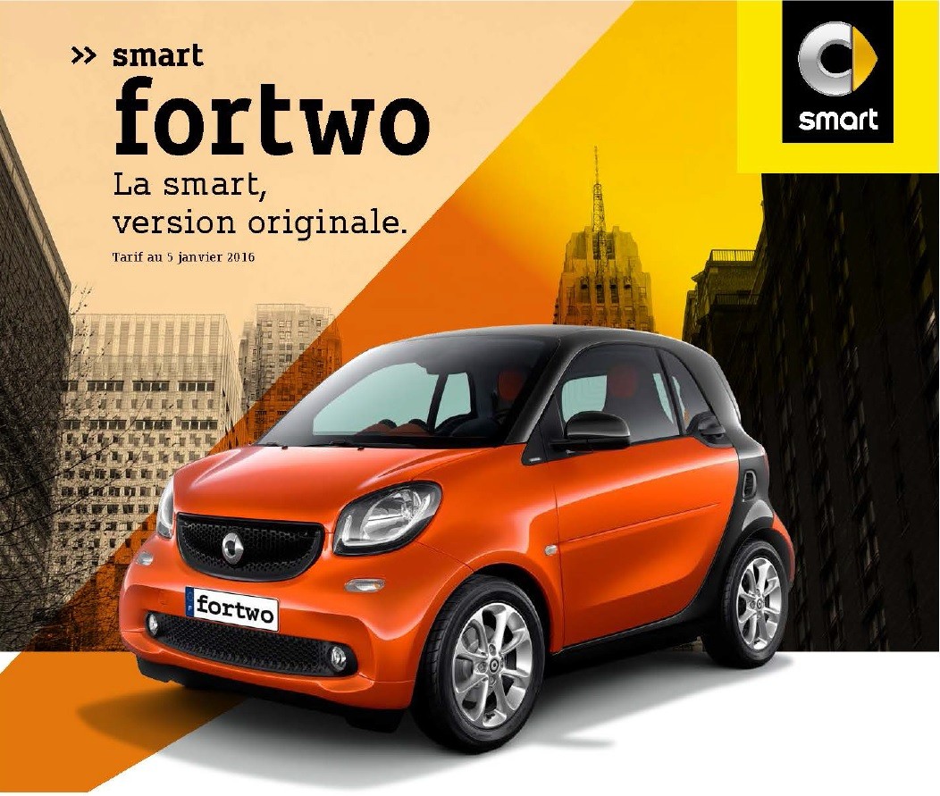 Nouveau tarif smart Fortwo au 5 janvier 2016