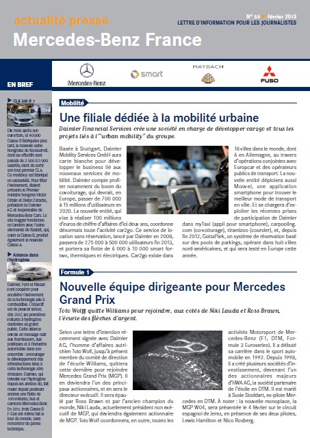 La lettre d'information de Mercedes-Benz France de FEVRIER 2013 est en ...