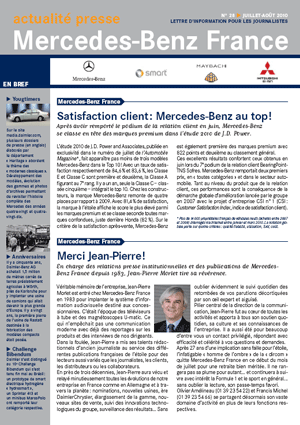 La lettre d'information de Mercedes-Benz France (JUILLET-AOUT 2010) est ...