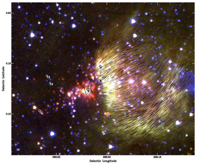 Mapping Magnetic Fields Amid Intense Star Formation