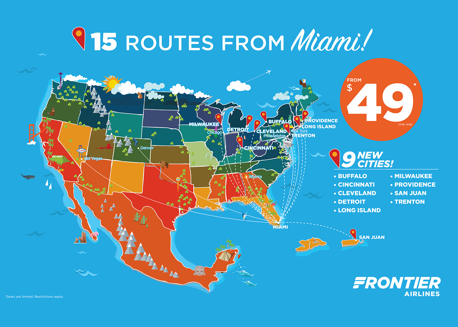 Frontier Airlines to expand service from MIA to nine more cities