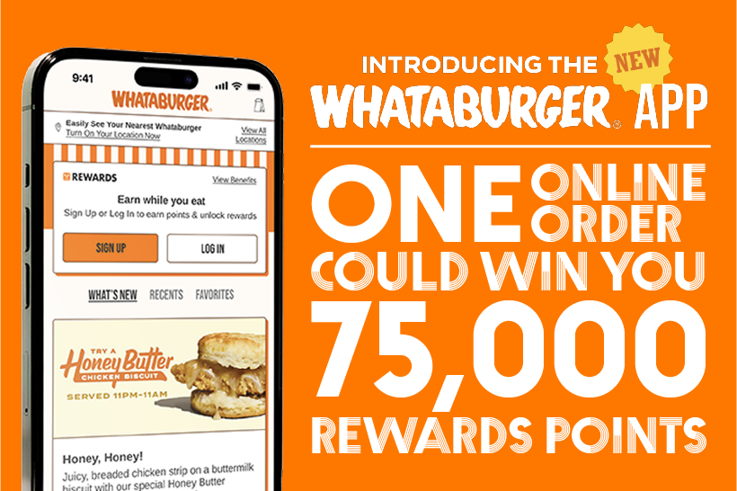 Whataburger® Celebrates 75 Years with a Chance to Win 75,000 Rewards Points