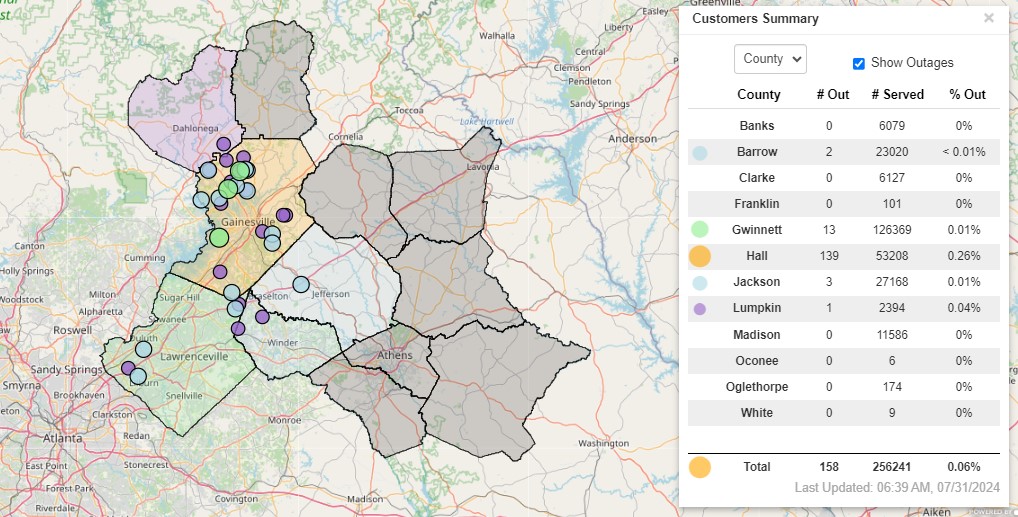 Jackson EMC Summer Storm Update July 31, 2024, 7 a.m.