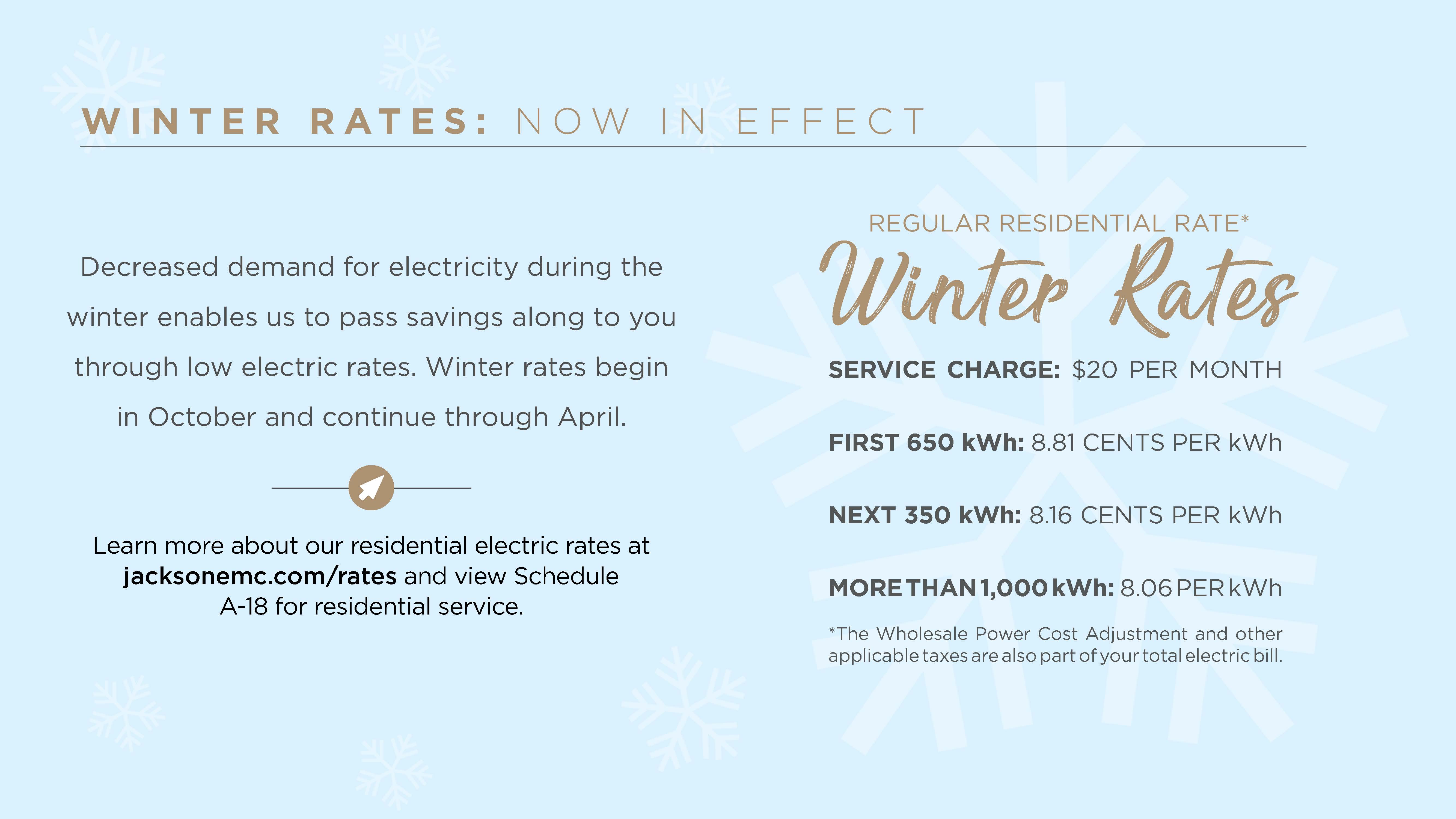 Winter Rates: Now in Effect