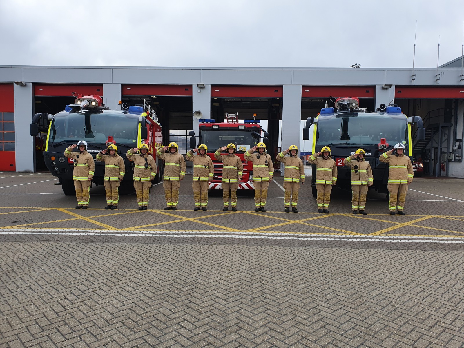 Airport firefighters salute our forces for Armed Forces Day