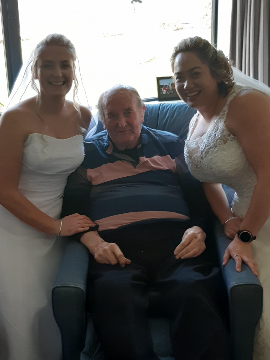 Caregiver Stacey O’Neill with resident Brian Padget and administrator ...