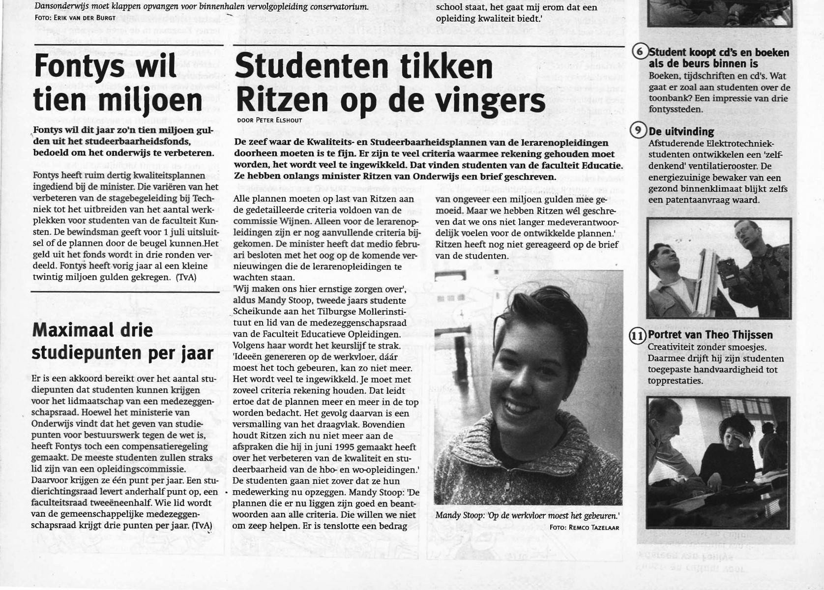 Mandy Stoop in de krant van 18 april 1997