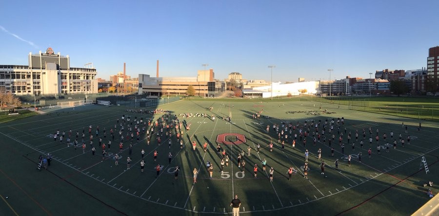 Virtual marching band performance inspired by pregame tradition