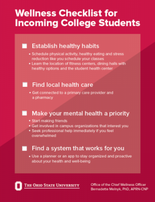 Wellness checklist helps new students start college on healthy footing