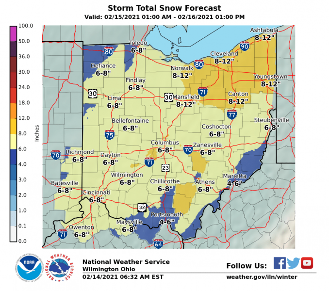 Winter storm warning covers Ohio State community
