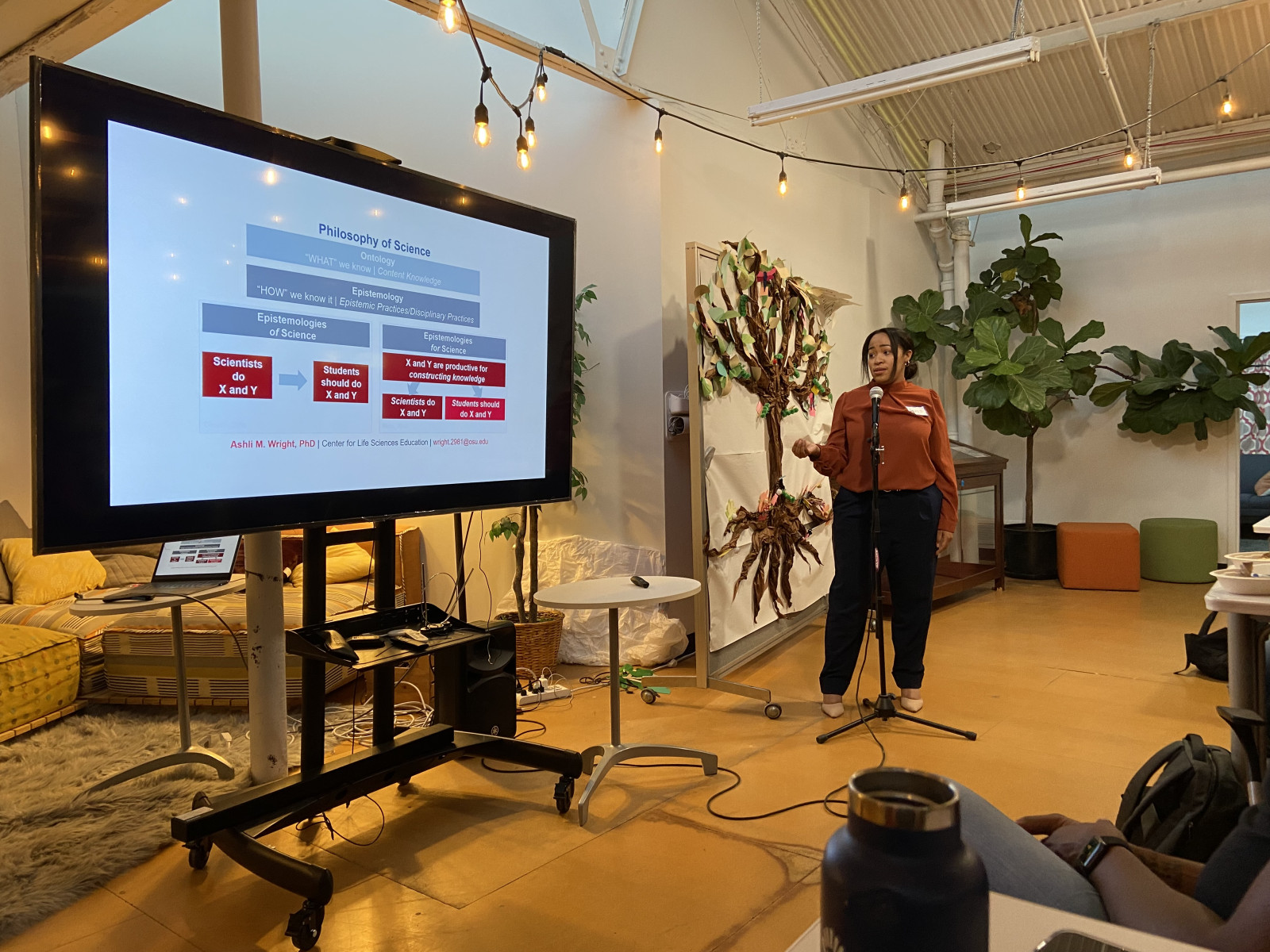 Presentations by postdocs were part of a research networking event at Ohio State's STEAM Factory.