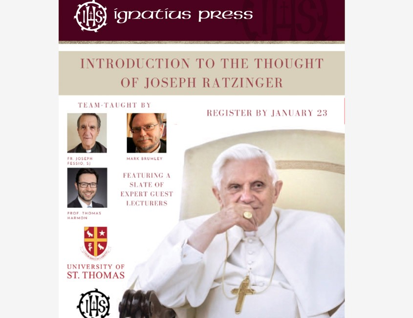 New Course: "Introduction to the Thought of Joseph Ratzinger