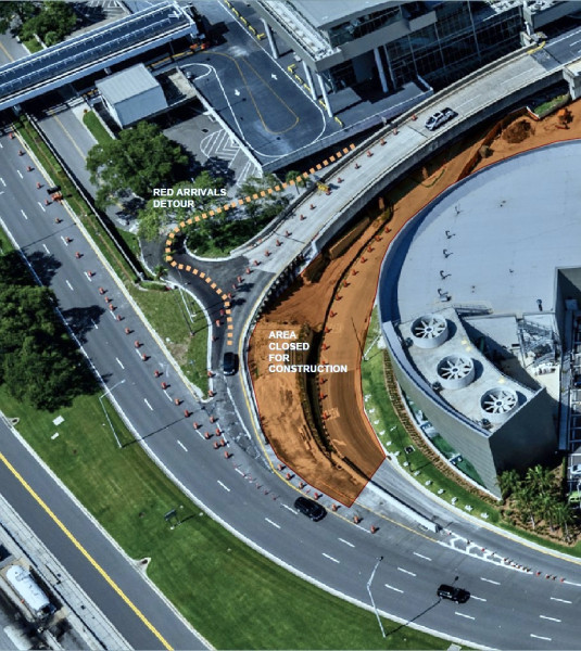 Red Side Arrivals traffic will see lane shift for construction work