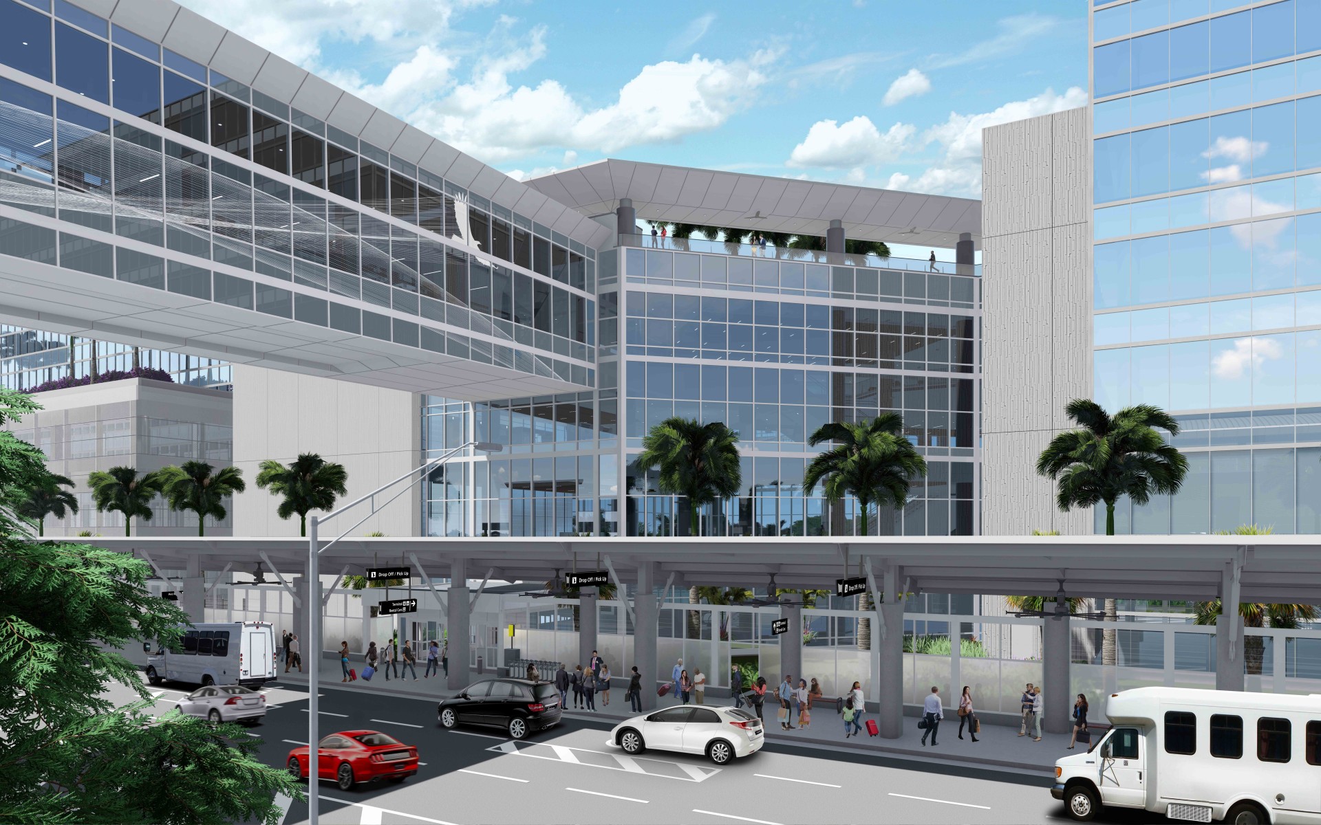 Crews lifting SkyCenter walkway into place