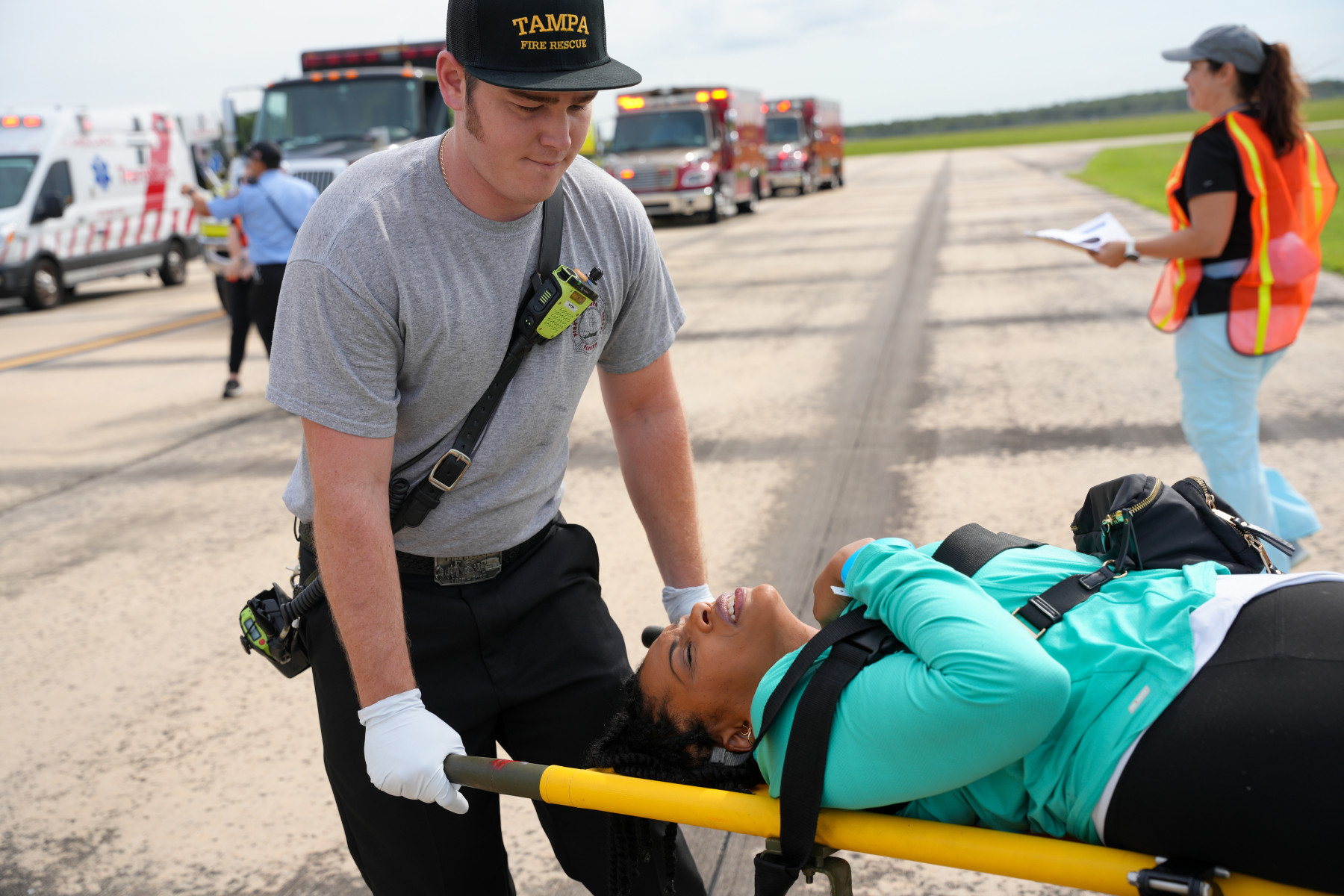 Emergency crews mobilize on TPA’s airfield for mass casualty exercise
