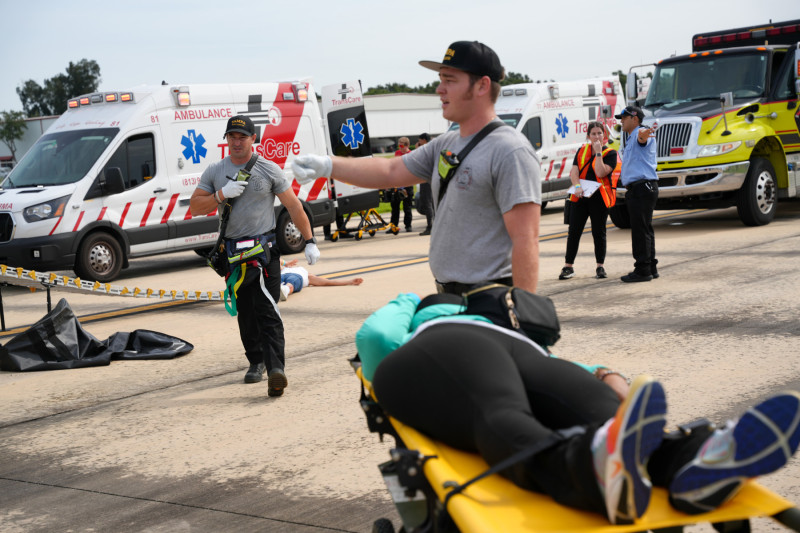 Emergency crews mobilize on TPA’s airfield for mass casualty exercise