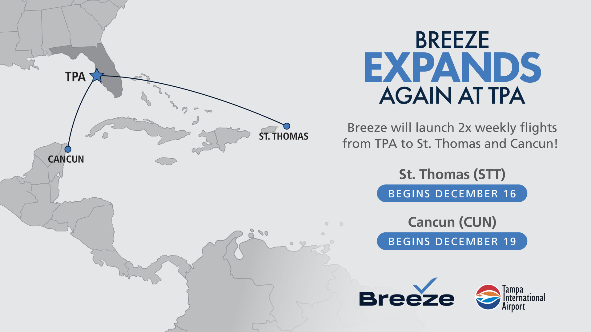 Next stop, St. Thomas and Cancun! Breeze adds nonstop flights from TPA ...
